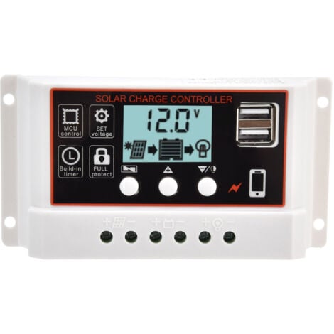 Jeffergarden Contrôleur de panneau solaire intelligent, double port USB, dispositif de contrôle ...