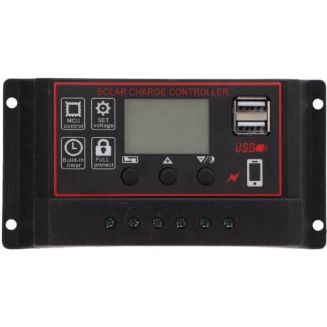 Jeffergarden Contrôleur de charge solaire, régulateur intelligent de batterie avec deux ports ...