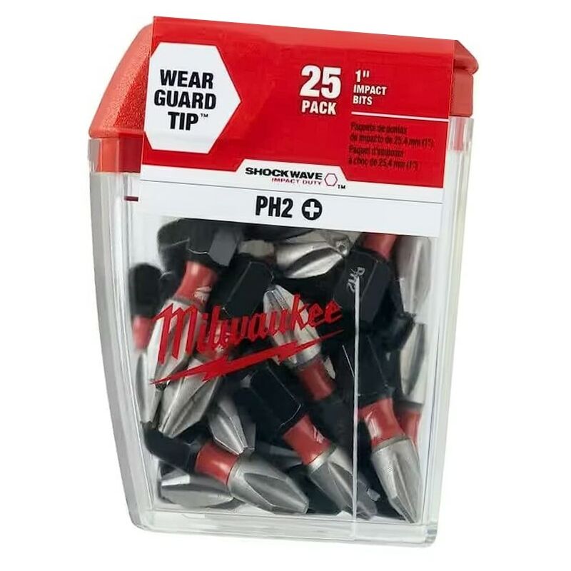 Milwaukee 4932430853 Boite de 25 embouts SHOCKWAVE PH2 25mm