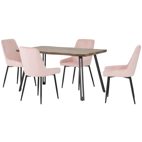 Quebec Wave Edge Dining Set with Avery Pink Chairs