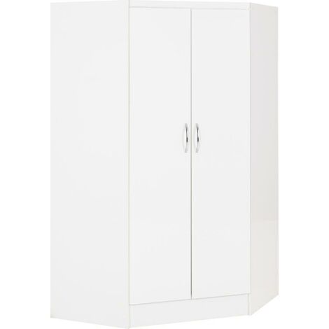 Nevada 2 Door Corner Wardrobe in White Gloss Finish