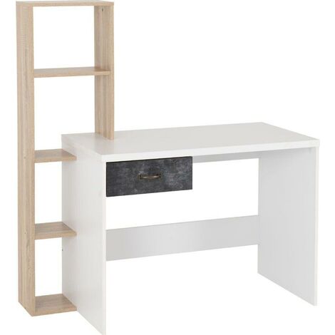 Nordic 1 Drawer Computer Desk in White Distressed Effect Finish