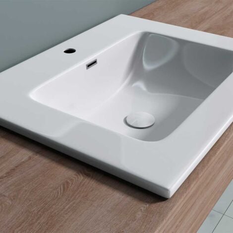 Bathroom Cloakroom 600 x 480mm Stone Resin - Semi Recessed Bathroom ...