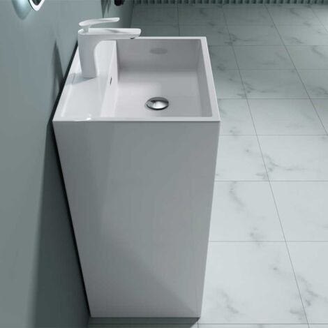 Bathroom Cloakroom 500 x 420 x 900mm (WxDxH) Cast Stone Pedestal Basin ...