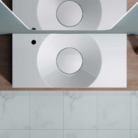 Bathroom Cloakroom Stone Resin Basin 100 x 48CM Wall Hung Or Countertop ...