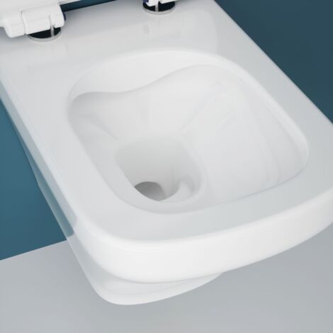 Durovin Bathrooms Ceramic Wall Hung Toilet - D Shape - Rimless ...