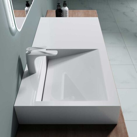 Bathroom Cloakroom 1000×500mm Stone Resin Bathroom Basin With Side Hand ...