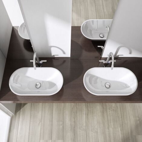Bathroom Cloakroom Basin Oval shaped 600 x 300mm Stone Resin Countertop ...