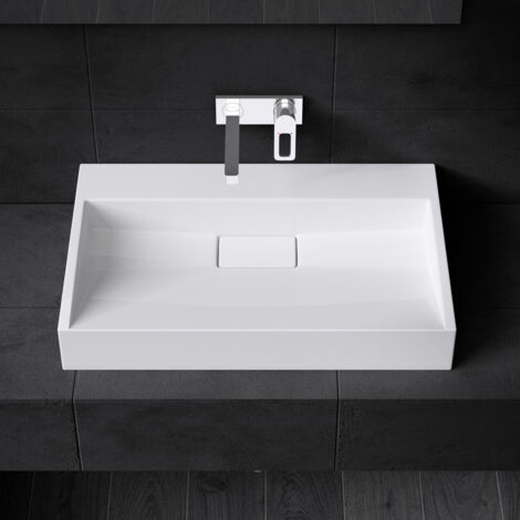 Bathroom Cloakroom 700 x 460mm (WxD) Cast Stone Resin Bathroom Basin ...