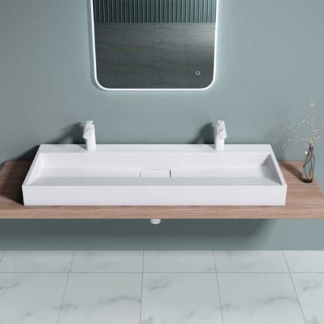 Bathroom Cloakroom 1200 x 460mm (WxD) Cast Stone Resin Bathroom Basin ...