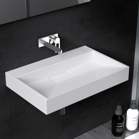 Bathroom Cloakroom 500 x 380mm (WxD) Cast Stone Resin Bathroom Basin ...