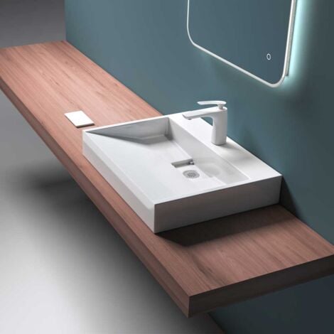 Bathroom Cloakroom 600 x 380mm (WxD) Cast Stone Resin bathroom Basin ...