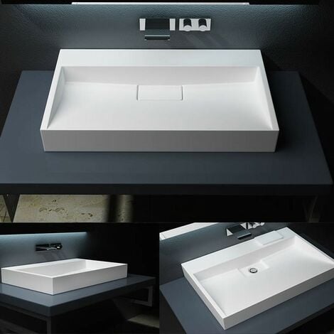 Bathroom Cloakroom 1000 x 460mm (WxD) Cast Stone Resin Bathroom Basin ...
