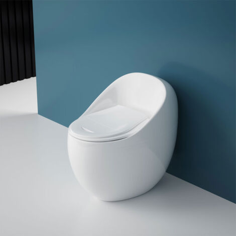 Modern Toilet Pan & Cistern in one Open Rim With Slim Soft Close Seat