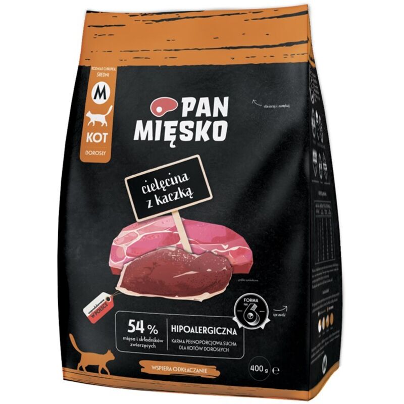 Croquettes croustillantes pour chat Pan Mięsko au veau et au canard ...