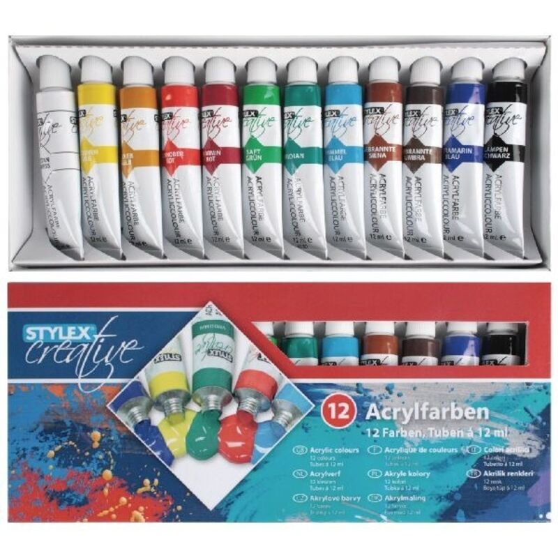 Peinture acrylique Stylex 12 ml 12 tubes