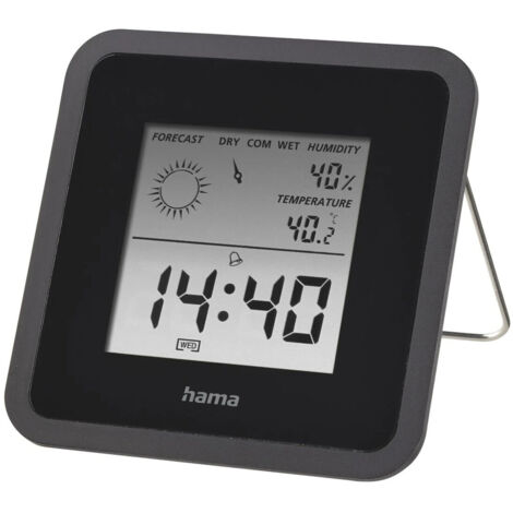Hama Thermomètre et hygromètre numériques, avec horloge et prévisions ...
