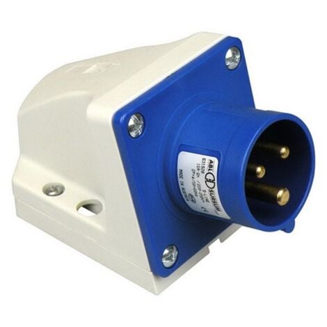 Prise CEE ABL à 3 broches pour montage en surface, gris/bleu