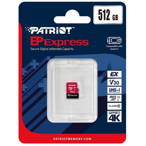Patriot EP Micro SDXC Express 512 Go 800/600 Mo/s U3