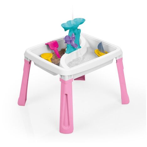 Table de sable et d'eau Dolu + accessoires Rose/Blanc