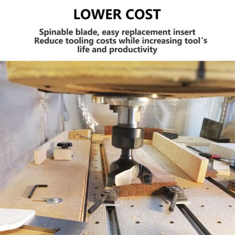 Fraise à Surfacer 12 mm Tige 60 mm Diamètre de Coupe avec 3 Inserts Fraise a Bois Defonceuse ...