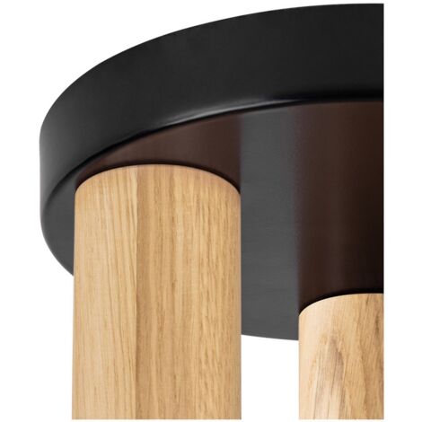 Lámpara de Techo Bruno, Madera, Metal, Marrón, Negro, 20x20x10 cm