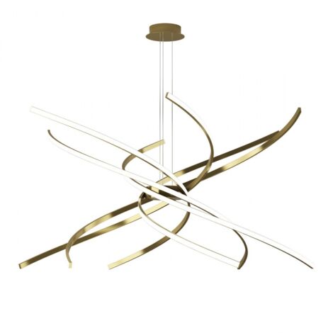 Sospensione Moderna Tornado Alluminio Oro Brunito Led 88W D.100Cm Luce ...