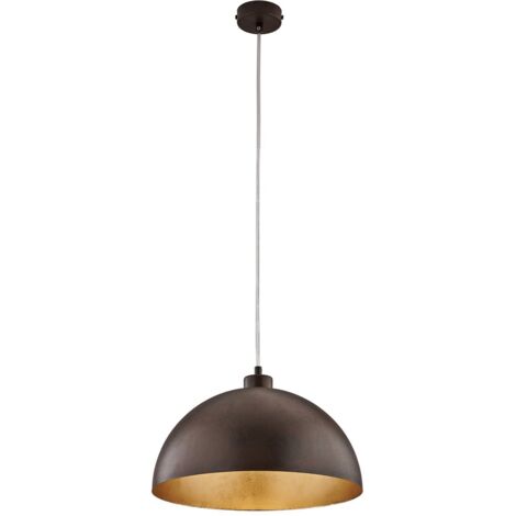 Sospensione Industrial 1 Luce Marcus In Ferro Laccato Ruggine E Oro Diam 35
