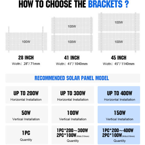 ECO-WORTHY 45-inch Adjustable Solar Panel Tilt Mounting Bracket with Foldable Tilt Legs,Support ...