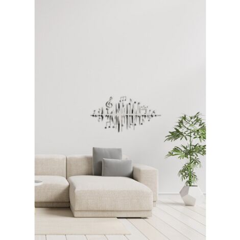 Décoration en Métal Music beat 8, Métal, Argent, 101x1,5x52 cm