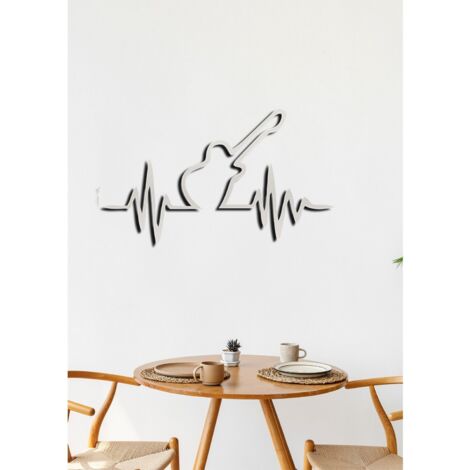 Décoration en Métal Music beat 4, Métal, Argent, 68x1,5x40 cm