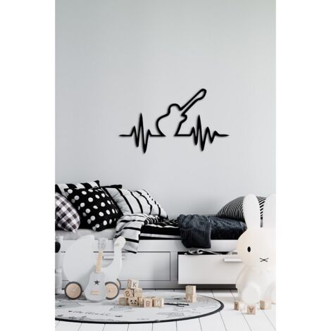 Décoration en Métal Music beat 2, Métal, Noir, 68x1,5x40 cm
