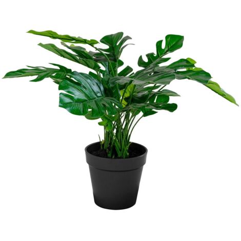Plante Artificielle Monstera, Polyéthylène, Polyester, Ciment, Vert ...
