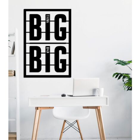 Décoration en Métal Think Big 3, Métal, Noir, 49x0,15x72 cm cm