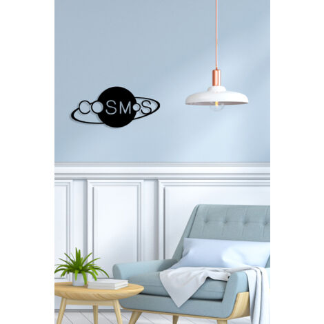 Décoration en Métal Cosmo, Métal, Noir, 54x0,15x25 cm