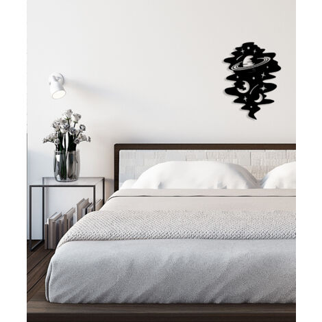 Décoration en Métal Cosmo 2, Métal, Noir, 52x0,15x70 cm