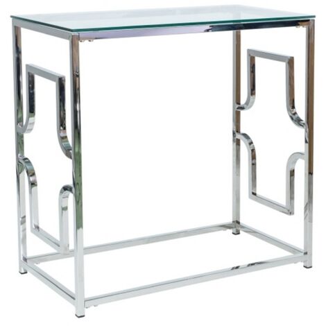 Table Console Versace, Verre, Métal, Transparent, 40x80x78 cm