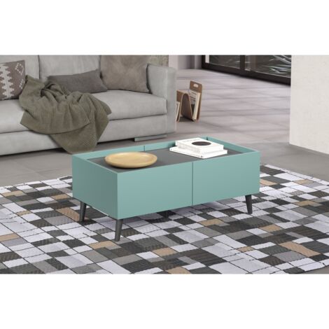 Table d'Appoint Melton, Panneau Aggloméré Mélaminé, Bleu, 110x44x60 cm