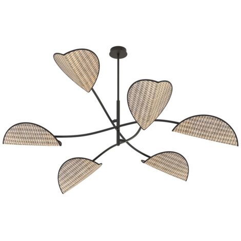 Suspension Lotus, Métal, Tissu, Beige, 105x59x105 cm