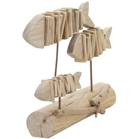 Sculpture Poisson 11, Bois, Marron, 37x10x24 cm