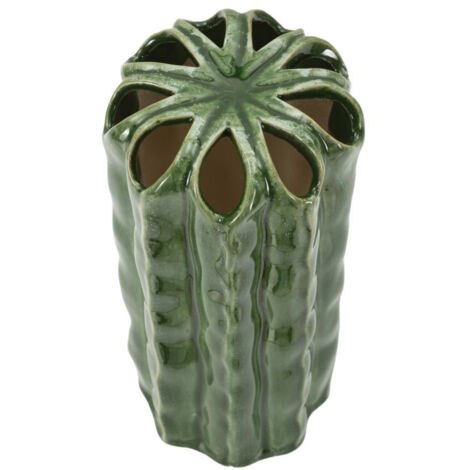 Vase Décoratif MF852, Céramique, Vert, 11,5x11,5x23,5 cm