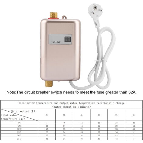 SJLERST Chauffe-Eau électrique sans réservoir, 220V 3800W Mini Chauffe-Eau électrique instantané ...