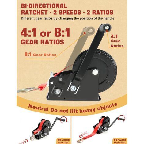 Treuils Manuel avec 10m de Sangle 1600kg/3500LS, Treuil avec Frein pour ...