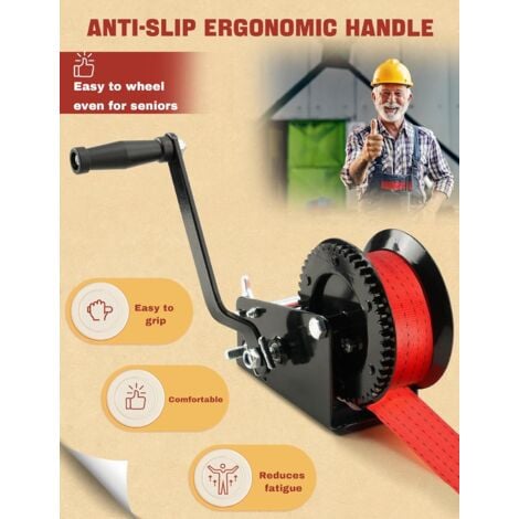 Treuils Manuel avec 10m de Sangle 1600kg/3500LS, Treuil avec Frein pour ...