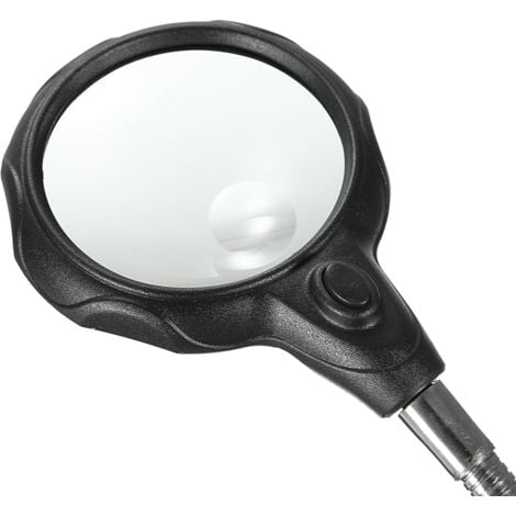 Loupe LED avec lumière sur support, bras de serrage pour la fabrication de bijoux, noir