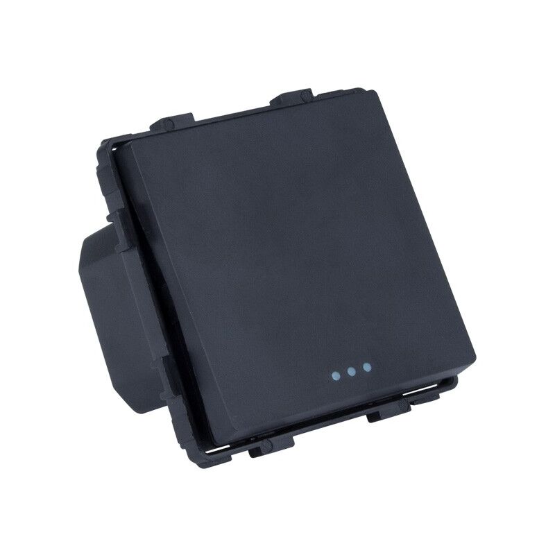 Interruptor Empotrable Simple Pulsador Negro Serie Modern Negro Mate ...