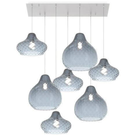 Lampadario vetro colorato top light dress 1191 bi s7 rmix zaffiro e27 ...