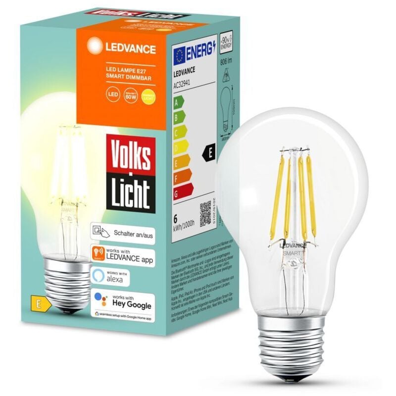 Ledvance Smart Bluetooth Classic A60 6W 230V E27 2700K dimmbar