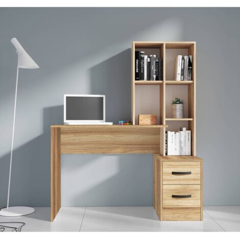 Kit scrivania 2c+libreria rovere bar. cm.117x50x143