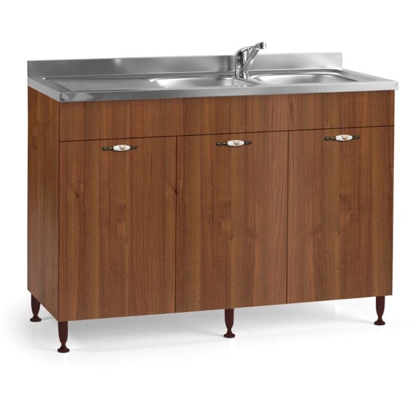 Base sottolavello con 3 ante colore noce antico 120x85H cm